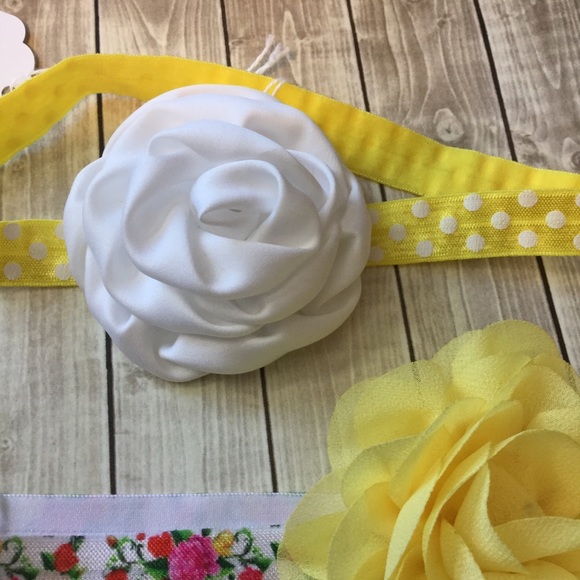 Accessories | Girls Headband Bundle Yellow White Polka Dot | Poshmark
